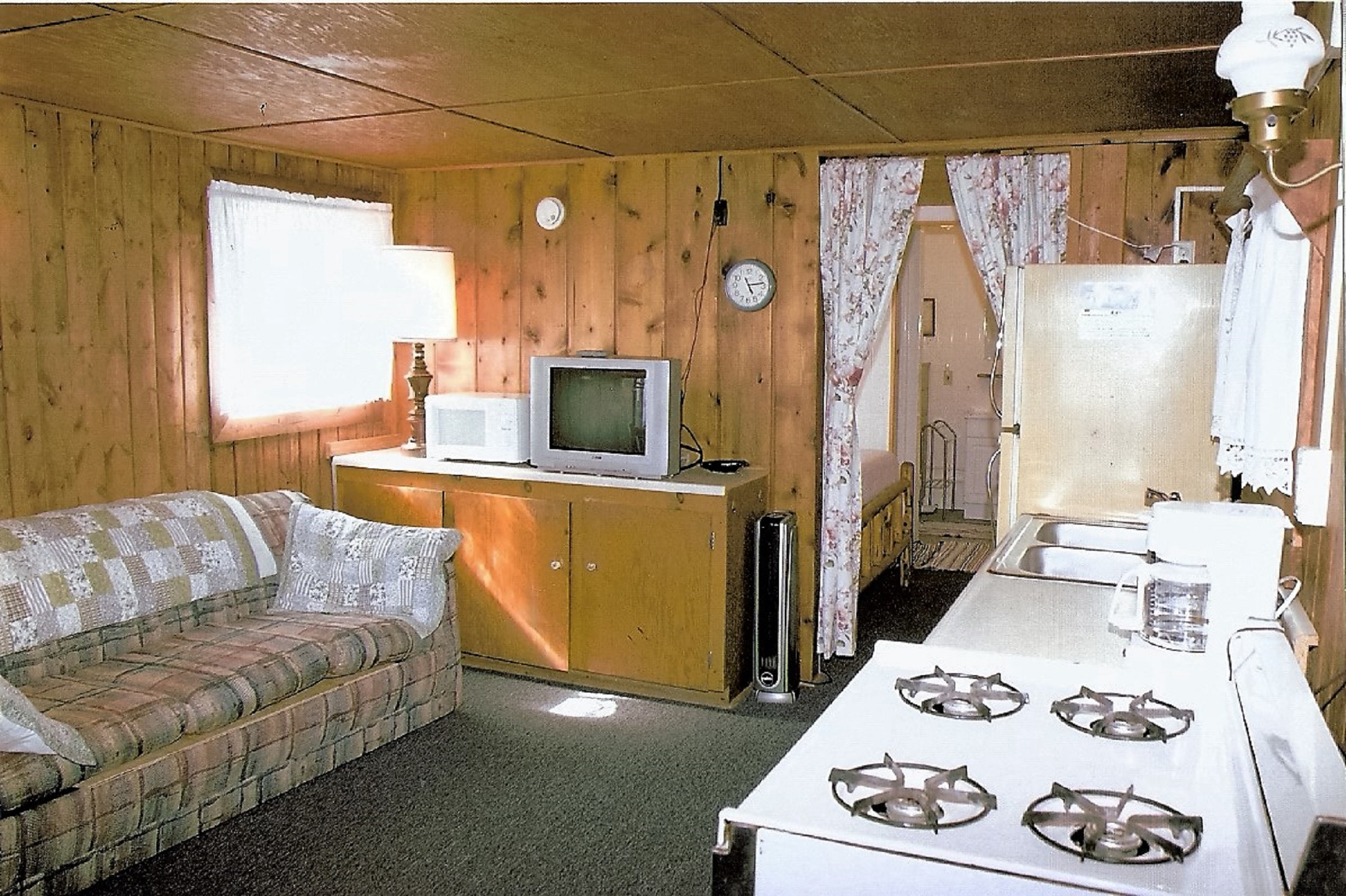 Cabin 2,3,4 entry view showing living and kitchen leading into bedroom ...